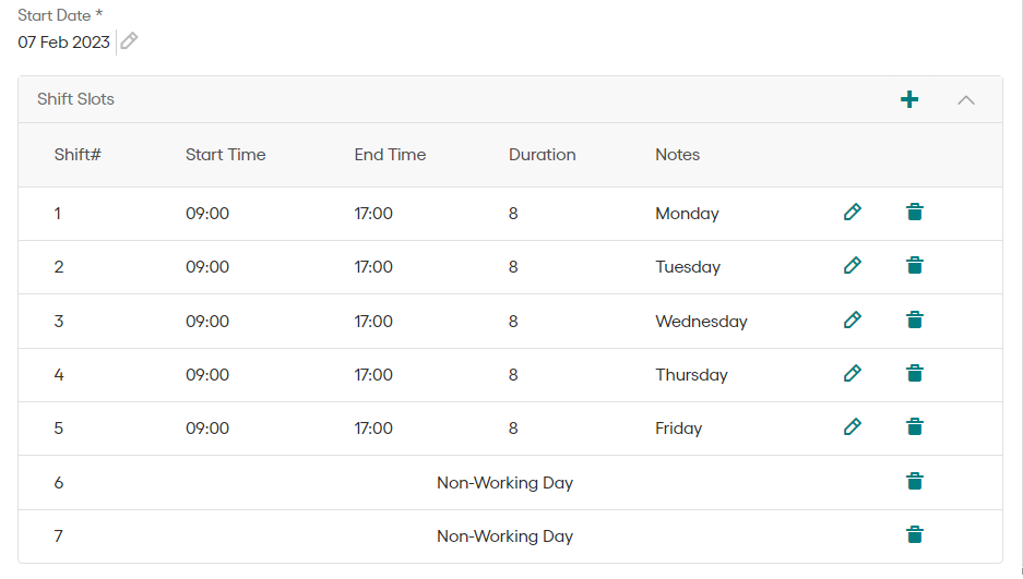 Lookup Manager - Shift Patterns